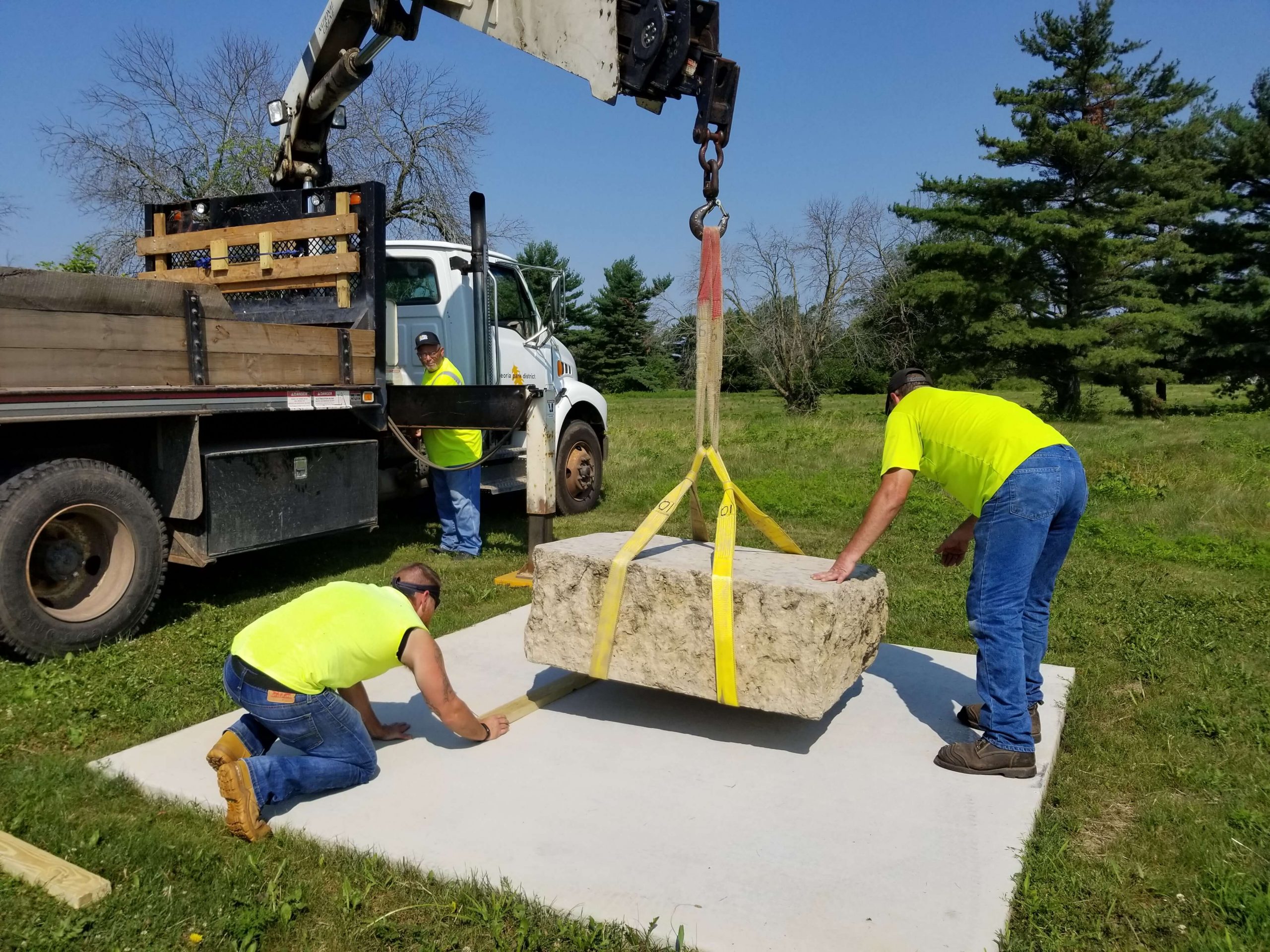 Limestone block installation – Donovan Sculpture Garden